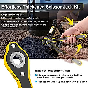 AUTOINS Scissor Jack Set- 3 Ton (6614 lbs) Car Jack Kit Auto - Smart Mechanism with Hand Crank/Wrench/Lug Wrench Thickened Base for Car SUV MPV