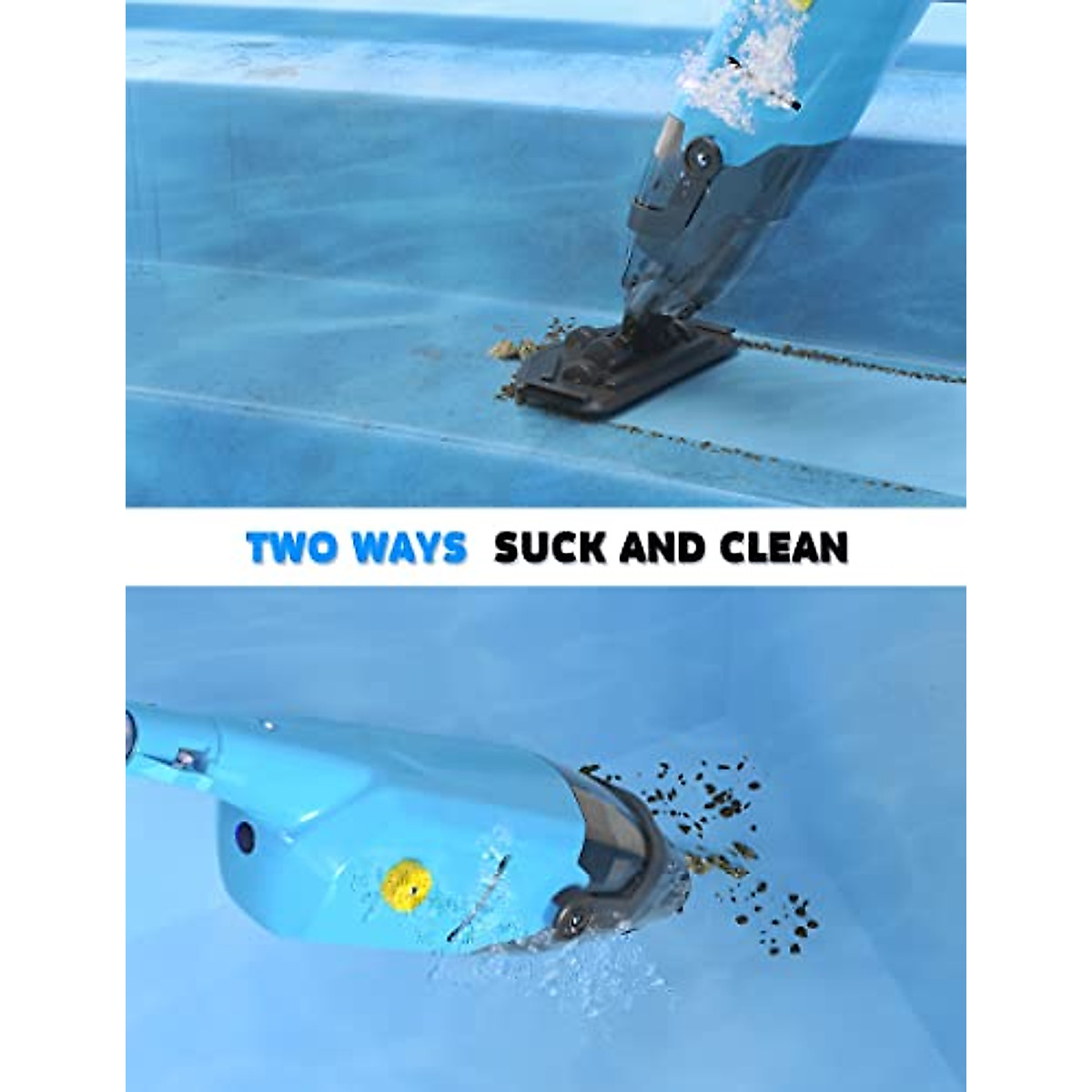 Efurden Handheld Pool Vacuum, Rechargeable Pool Cleaner with Running Time up to 60-Minutes Ideal for Above Ground Pools, Spas and Hot Tub for Sand and Debris, Blue