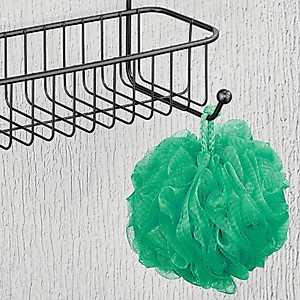 mDesign Extra Large Metal Over Shower Door Caddy, Hanging Bathroom Storage Organizer Center with Built-in Hooks and Baskets on 3 Levels for Shampoo, Body Wash, Loofahs - Black