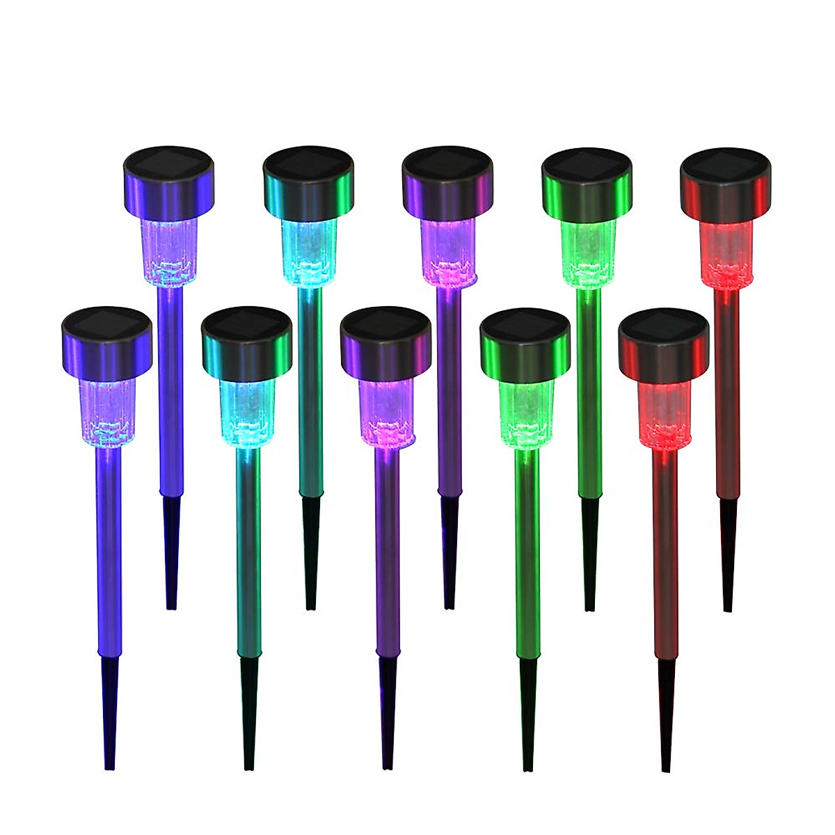 Trlec gt4-ly 10 pcs 5W High Brightness Solar Power LED Lawn Lamps with Lampshades Seven Color. Used in Greenhouse, Landscape Lighting, Home Garden, or Small Pot Plant etc