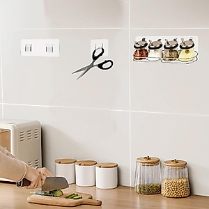 Chris.W 14 Pcs Shower Caddy Adhesive, Strong Adhesive Wall Hooks,Shower Shelf Adhesive Strips Replacement Clear Flat Hook, Waterproof, No Drilling for Bathroom Storage Shelves Kitchen Racks