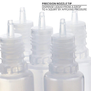 Joyclub 20 Pack 30mL LDPE Plastic Unicorn Dropper Bottle 1 oz Ink Liquid Applicator Squeezable Bottles with Childproof Cap and Thin Tip (Black)