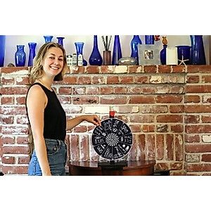 Whirl of Fun 12 inch Black Prize Wheel - Spinning Wheel for Prizes with Stand, 10 Slots, Customize Erasable Dry Erase Surface, Portable, Tools Included, Made in USA