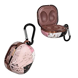 kwmobile Case Compatible with Samsung Galaxy Buds 2 Pro/Buds 2 / Buds Live - Case for Earbuds - Mixed Marble Dusty Pink/White/Black