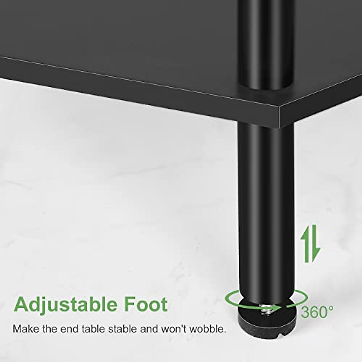 Vrisa End Table Set of 2 Bedside Tables for Small Spaces Hexagonal Side Table Bamboo Nightstands Set of 2 with Storage 2-Tier Space Saving for Living Room, Bedroom, Office Black
