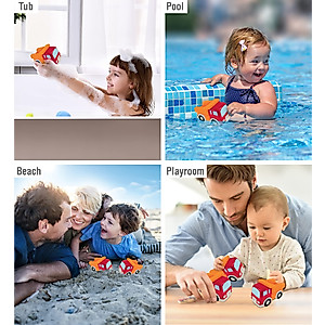 DolliBu Dump Truck Bath Buddy Squirter - Floating Truck Rubber Bath Toy, Fun Water Squirting Bathtime Play for Toddlers, Cute Construction Vehicle Toy for The Bathtub, Beach, & Pool for Girls & Boys