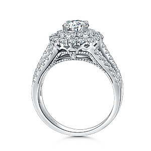 Molioaki 1.5 Carat (ctw) D-VVS1 moissanite engagement rings for women Platinum Plated Silver moissanite rings-Y-5.5