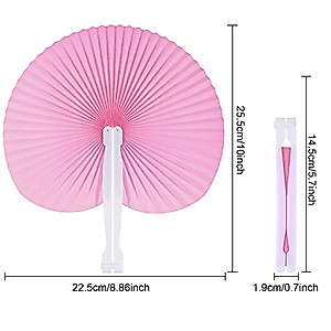 Pangda 24 Pieces Round Folding Handheld Paper Fans Assortment for Party Wedding Favor Birthday Supplies (Pink)