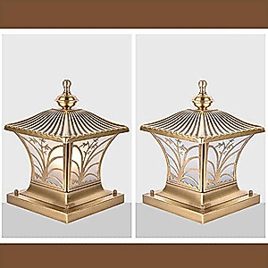 TANKKWEQ Home Garden Outside Stigma Light, Europe Retro Pedestal Lamp Die-cast AluminumLandscape Safety Column Lighting American Fence Lantern E27 Decor