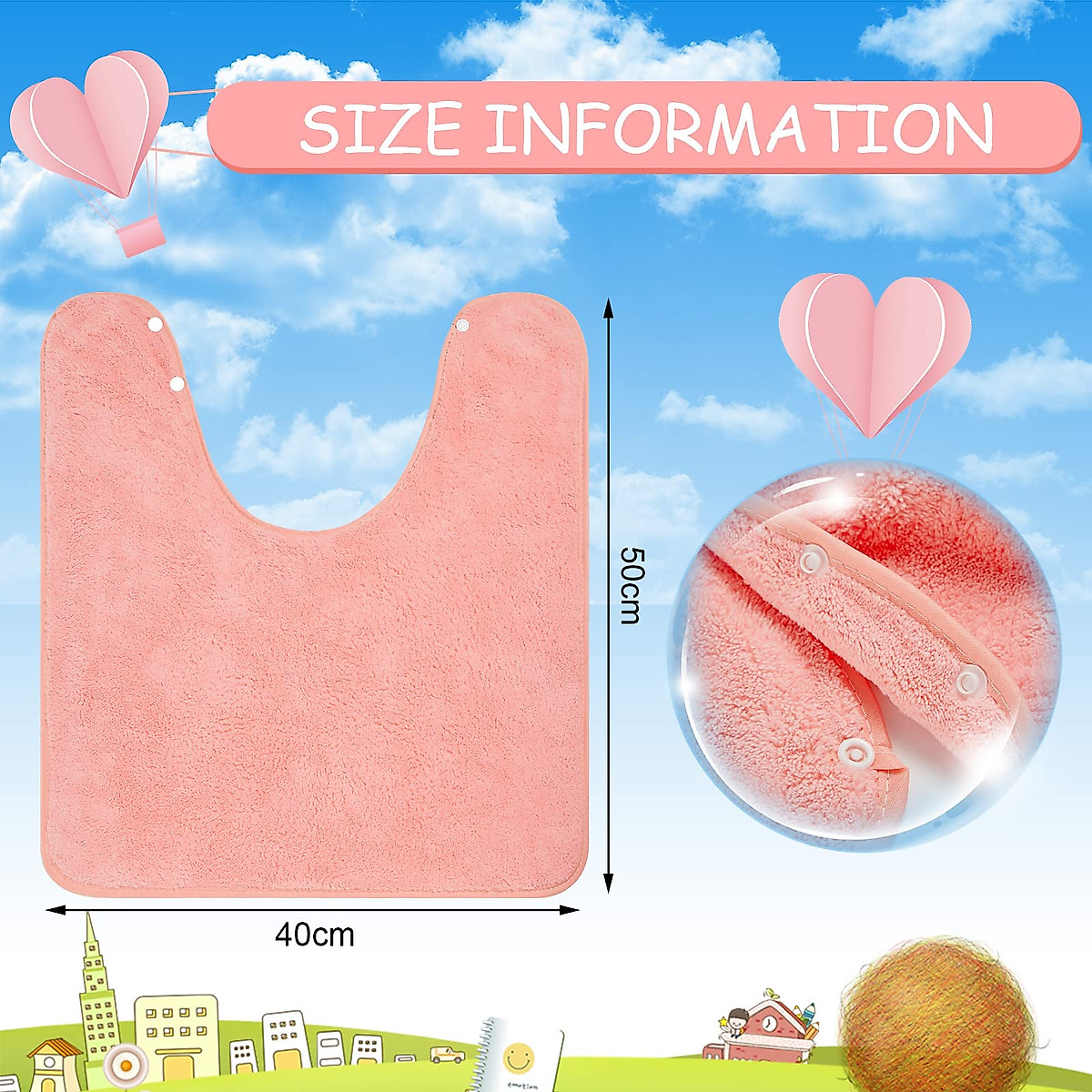 Coume 4 Pieces Baby Towel Bibs Terry Towel Bib Absorbent Thick Towel Bib Soft Bibs Pullover Water Absorbent Bibs with Snap Adjustable for Kid Feeding Drooling Eating Teething