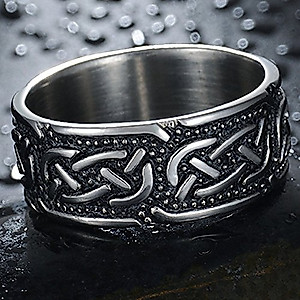 Jude Jewelers 9mm Vintage Stainless Steel Celtic Knot Ring Biker Cocktail Party (Grey, 13)