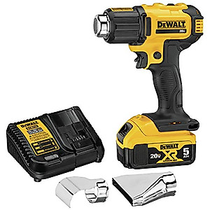 DEWALT 20V MAX Heat Gun Kit, Cordless, Up to 990 Degrees, 42 Minutes of Run Time, LED Light, Battery and Charger Included (DCE530P1)