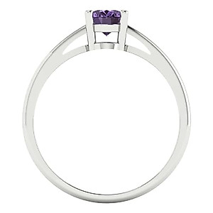 Clara Pucci 1.0 ct Oval Cut Solitaire Simulated Alexandrite Engagement Wedding Bridal Promise Anniversary Ring 18K White Gold Size 5.25