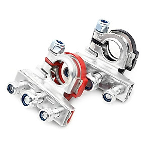 zipelo Battery Terminal Connectors, 2 PCS Pure Copper Terminals Clamp, Automotive 3 Way Battery Wire Cable Connector Kit, Positive and Negative Quick Release Disconnect for Car Boat Van