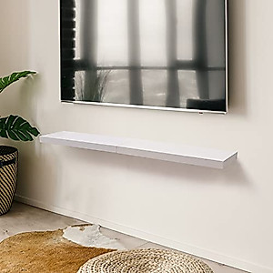 Axeman Floating Shelves, 2 Pack 8 Inch Deep Modern Solid Wood Wall Shelves for Storage, Wall Mounted Display Shelving with Invisible Heavy-Duty Metal Bracket, 24" W x 8" D x 1.6" H, Snow White