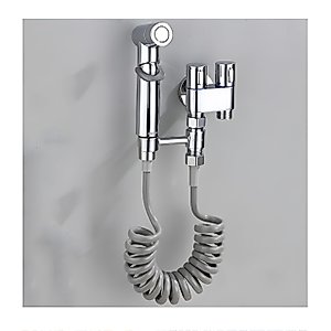 Brass Bidet Sprayer for Toilet with Hose,Multifunctional Handheld Bidet Sprayer for Toilet,Wall Mounting Cloth Diaper Sprayer Set,Silver