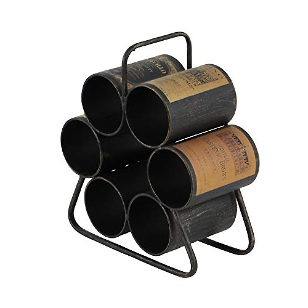 Deco 79 Metal 6 Bottle Wine Rack, 12" x 6" x 14", Black