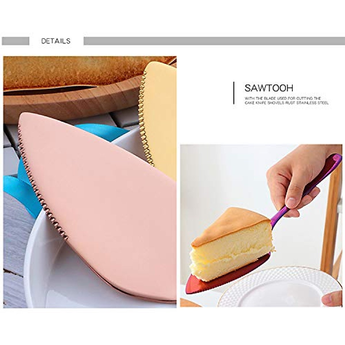 BISDA Wedding Cake Knife Server Set, 304 Stainless Steel Spatula Baking Tool Cake Shovel Butter Knives For Pie/Pizza/Cheese (Rose Gold)