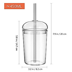 UPKOCH 3 Pack Cups with Lid and Coffee Tumblers Heat Resistant Milk Cup Clear Drinking Glasses for Bubble Tea Smoothie Coke Soda Home Office Bar