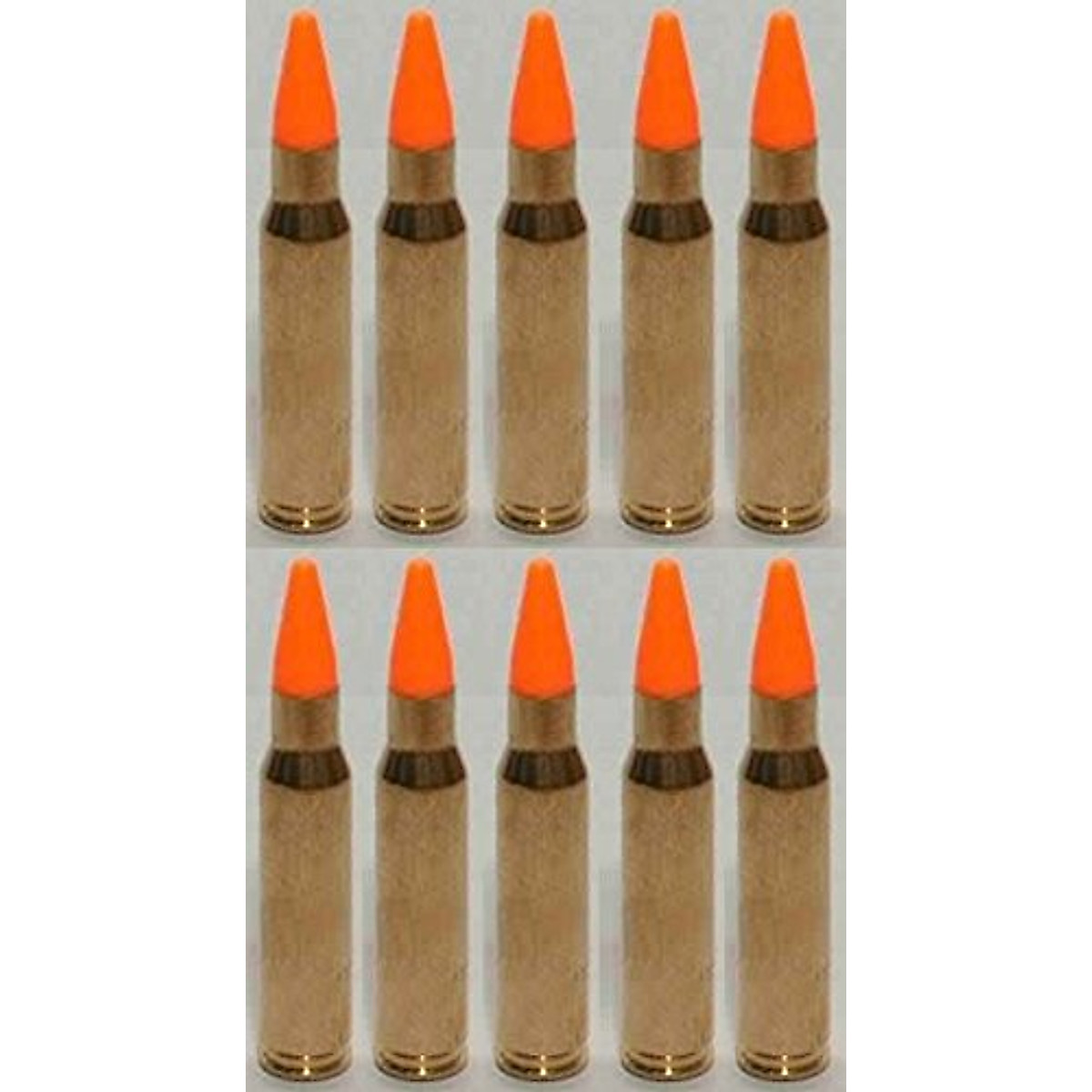 ST Action Pro Pack Of 10 Inert .308 Winchester Rifle Orange Safety Trainer Cartridge Dummy Ammunition Ammo Shell Rounds with Brass Case