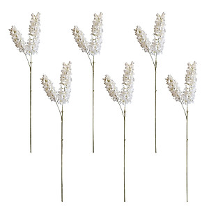 MINYULUA 6pc Artificial Hyacinth Flowers Bouquet Silk Flowers Home Garden Fence Restaurant Banquet Hotel Wedding Simulation White Decoration (Off White)