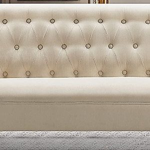 Rosevera Loveseat Sofas for Living Room Loveseat Couch for Living Room Couch in a Box Sofa para Sala Love Seats Furniture Sofa Long Couches for Living Room Settee Loveseat, Velvet, Velve Pearl Beige