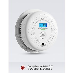 X-Sense Smoke Detector Carbon Monoxide Detector Combo, 10-Year Battery Smoke Detector with Display, Standalone Model SC01, Single Pack