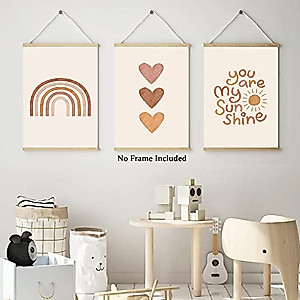 Boho Nursery Wall Art You Are My Sunshine Wall Art Rainbow Canvas Nursery Pictures Decor Nursery Prints Boho Nursery Decor for Girl Boho Nursery Artwork for Baby Kids Room Decor 12x16x3 Inch Unframed