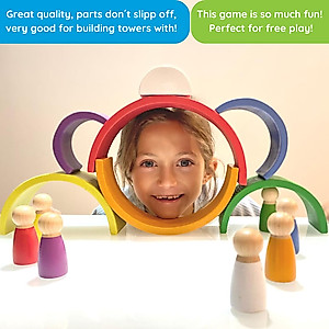 Montessori Nesting Rainbow Toy: Open-Ended Wooden Stacking Set with Arches, Peg Dolls & Story Book for Emotional Intelligence & Creative Play | Ages 3+ | 16 pcs | Premium Quality Tiger Wood