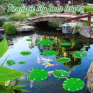 ZAUGONTW 20 Pcs Artificial Lily Pads for Ponds, Realistic Floating Lily Pads Leaves, Lotus Leaves Water Lily Pads Artificial Foliage Pond Decor for Koi Fish Pool Patio Aquarium