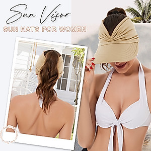 Durio Sun Hats for Women UV Protection Wide Brim Sun Hat Womens Sun Shade Hats for Women Ponytail Womens Sun Hat Beach Cap Womens Sun Visor Hat Black One Size