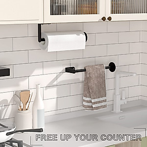 SUEH DESIGN Paper Towel Holder, Under Cabinet Paper Towel Holder Self Adhesive or Drilling Paper Towel Rack Wall Mounted Paper Towel Holder for Kitchen Bathroom