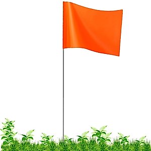 Orange Marker Flags, 100 Pack Construction Marking Flags | 4x5x16 Inch, Yard Flags Marker, Lawn Flags, Invisible Fence, Survey Flags, Landscape Flags, Sprinkler Flags, Surveyor Flags, Stake Flags,