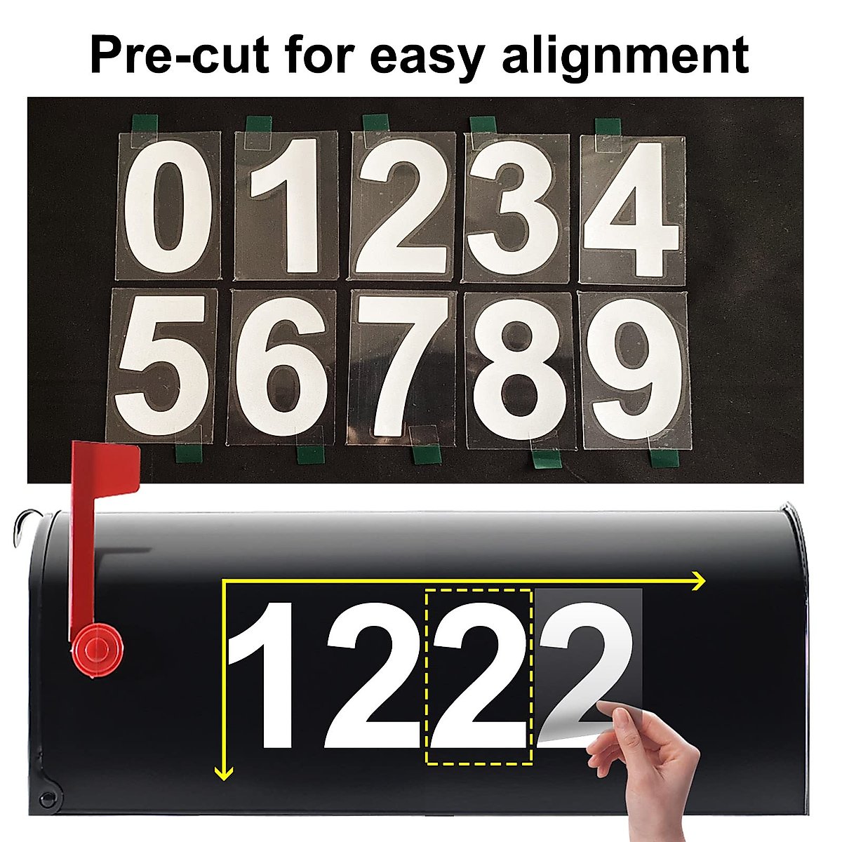 Mailbox Numbers for Outside, 50 Pcs Reflective Number Stickers with Sticky Tab for Easy Backing Separation, Pre-cut for Effortless Align, Strong Self Adhesive Vinyl Address Numbers for Houses (3 inch)