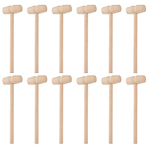 NUOBESTY 24 Pieces Wooden Crab Mallets Seafood Shellfish Wood Cracker Mini Wooden Hammer Mallet Solid Hardwood Crab Hammers for Chocolate Heart