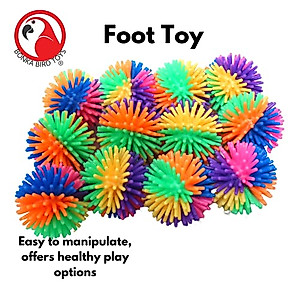 Bonka Bird Toys 3302 Small Rainbow Spike Balls Foot Talon Craft Part Bird Toys Durable Colored Tentacle Fuzz Texture Cockatiels Parakeets Conures and Other Similar Birds (12 Pack)