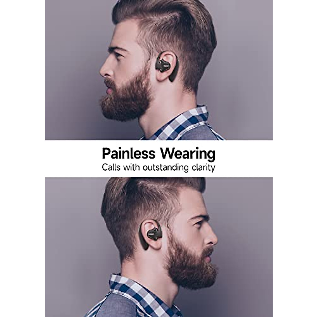MANKIW Bluetooth Headset with Built-in Three Mic Bluetooth Earpiece V5.3 Hands-Free Wireless Earphones for Driving/Business/Office, Compatible for iOS/Android Cellphone(Black)