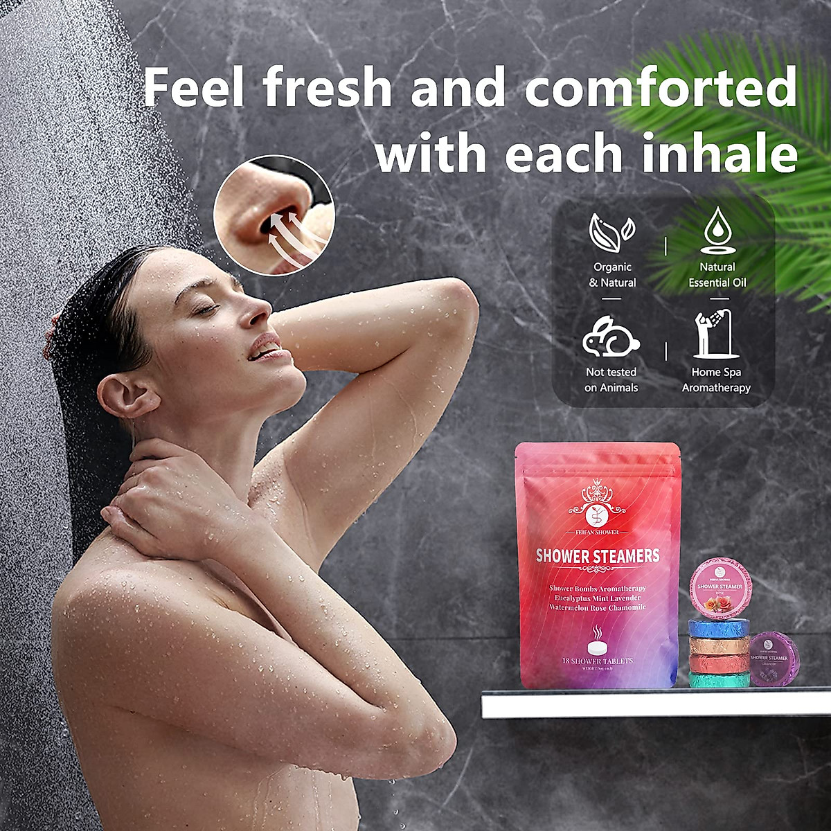 Shower Steamers Aromatherapy for Women or Men, 18-Pack Shower Bombs Easter Gift Set, Organic with Eucalyptus Chamomile Lavender Mint Watermelon Rose Essential Oil, Birthday Mothers Day Gifts for Her