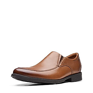 Clarks Men's Whiddon Plain Loafer, Dark Tan Leather, 12