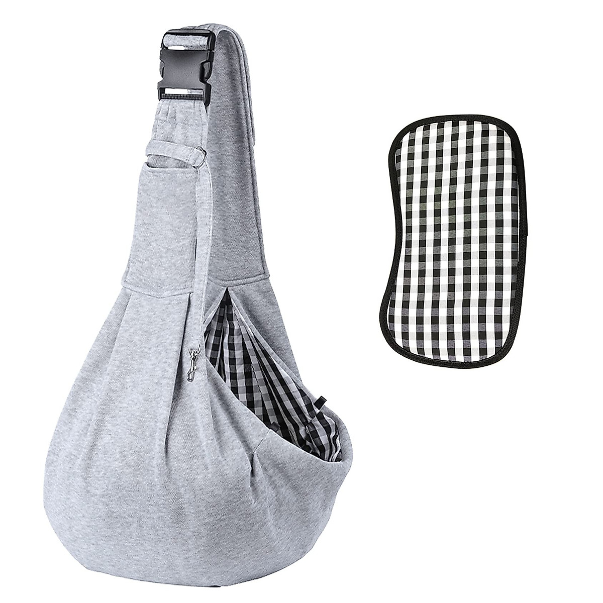 Kanemc Dog Sling Carrier for Small Dogs Cat Puppy Pets Up to 16.5lbs, Comfy Hard Bottom Support, Adjustable Padded Shoulder Strap, Hands-Free Dog Carrier Sling Bag for Outdoor Travel