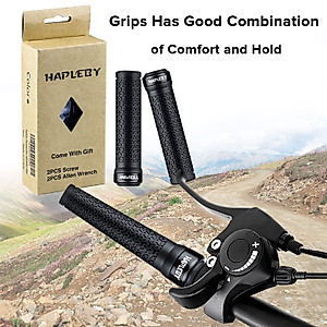 Hapleby Premium Bike Handlebar Grips, Single Lock-on Bike Grips, Professional Mountain Bicycle Handlebar Locking Grips with Anti-slip, 2PCS Screw and 2PCS Allen Wrench for Free