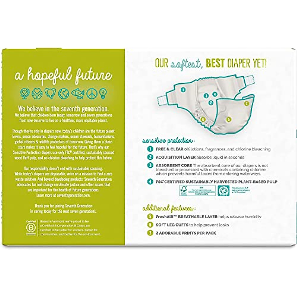 Seventh Generation Baby Diapers Chlorine Free Diaper Newborn Diapers Sensitive Protection Newborn 80 Count