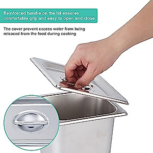8 Pack Hotel Pans 1/6 Size Steam Table Pan with Lid,Commercial Stainless Steel Pan, Catering Food Pan for Food Warmer Party Restaurant Catering Supplies Restaurants