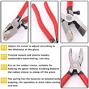 Keadic Professional Glass Cutter Tool Set with Glass Breaking Pliers, Glass Running Pliers, 2mm-20mm Oil Feed Carbide Tip with 2 Replaceable Blades for Mirrors/Windows/Mosaic/Stained Glass