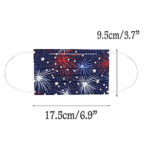 50 Pcs Adults American Flag Disposable Face_Mask Patriotic 4th of July Stars and Stripes Patterned 3 Ply Safety Paper_masks Earloop Anti-PM2.5 Independence Day Veterans Memorial Day Face Coverings #19