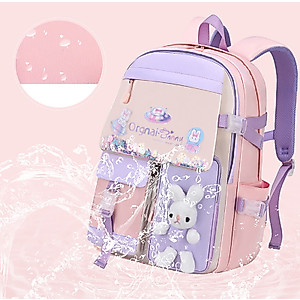 Cute Backpack Kawaii Waterproof Laptop Backpack Purple Medium