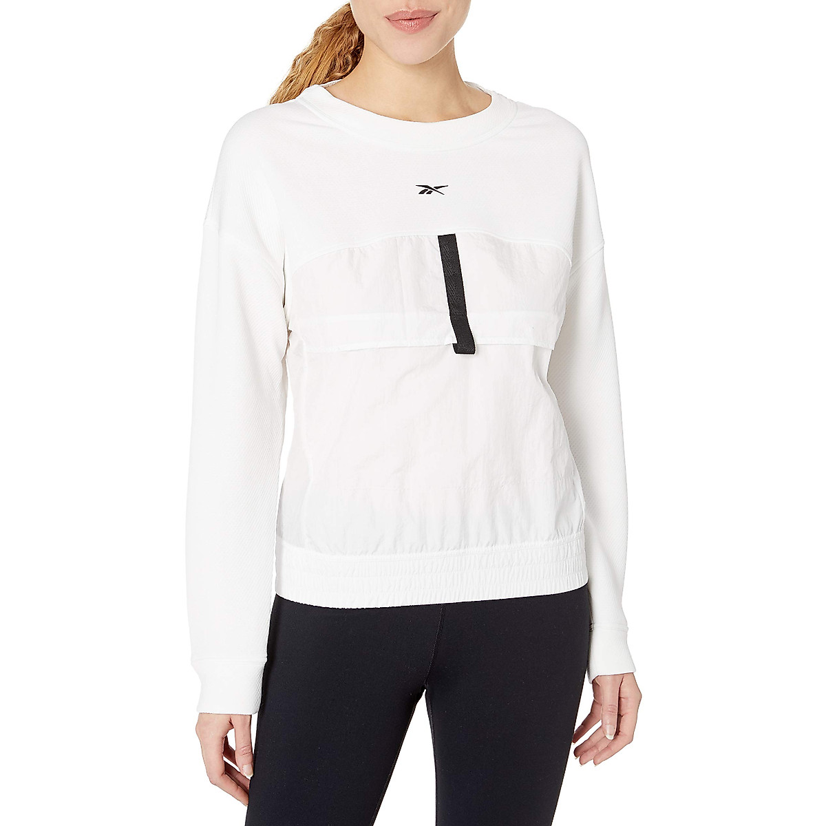 Reebok Training Supply Midlayer Crew, White, Medium