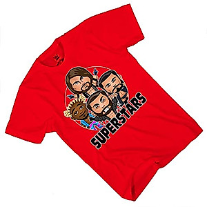 WWE Boys Superstars Group Shirt Superstar Tee - World Wrestling Champion T-Shirt (Red, X-Small)