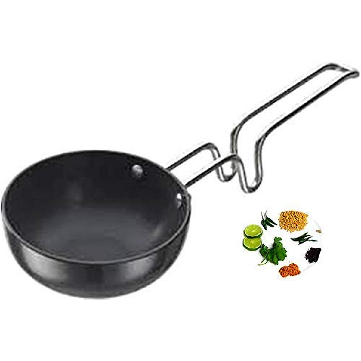 Non Stick Tadka Pan, Spice Roasting Pan/Vagharia with Long Handle, Non-stick Aluminium Tadka Frying Pan, Hard Anodized mini Fry Pan
