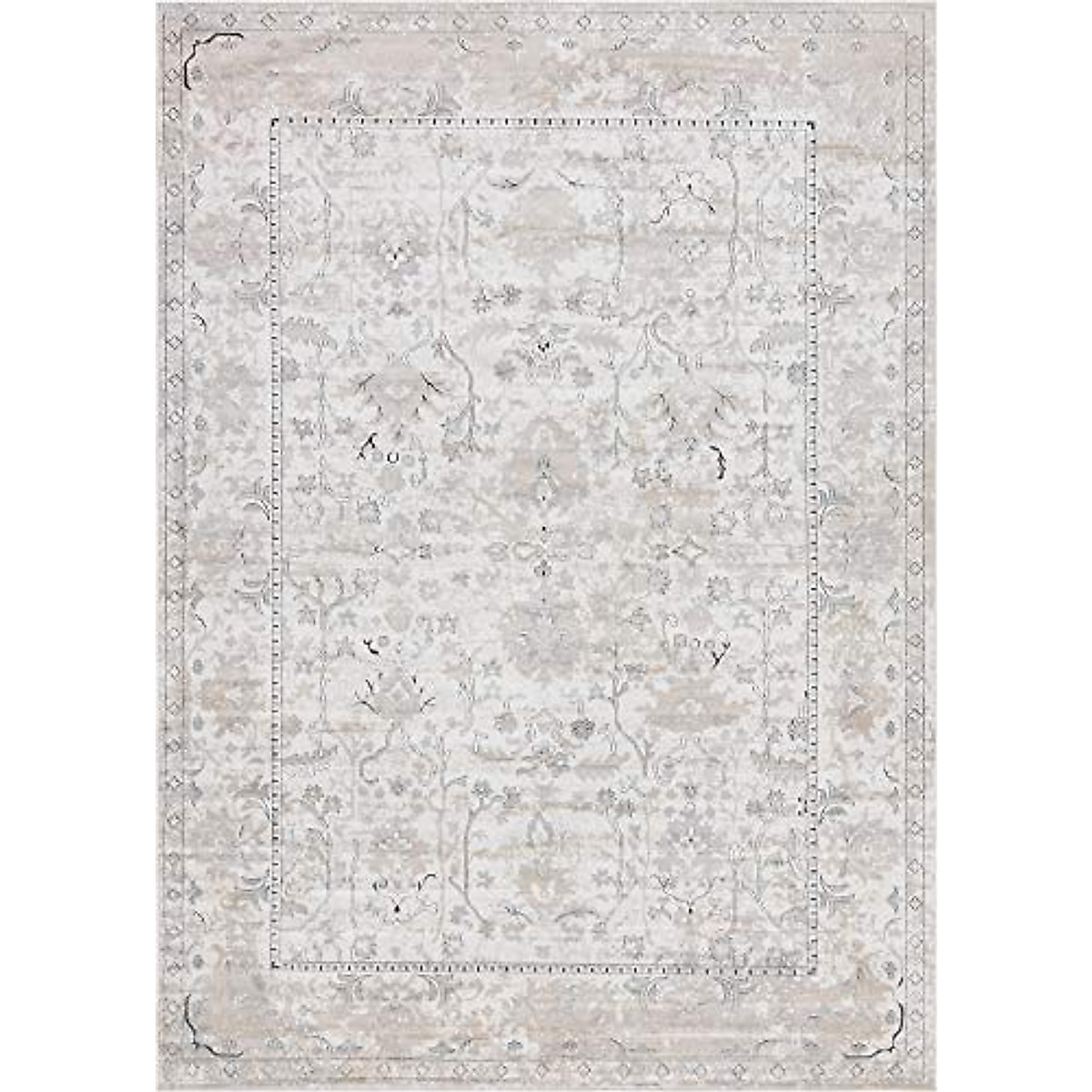 Unique Loom Portland Collection Bohemian Vintage Inspired Tone Design Area Rug, 10' 0" x 14' 0", Ivory/Gray